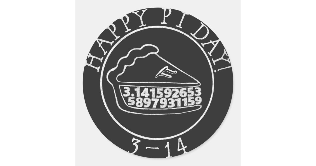 Happy Pi day chalkboard pie sticker | Zazzle