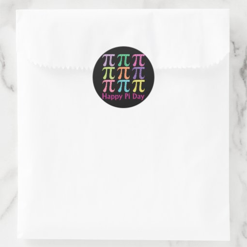 Happy Pi Day Colorful Tiles.png Classic Round Sticker | Zazzle