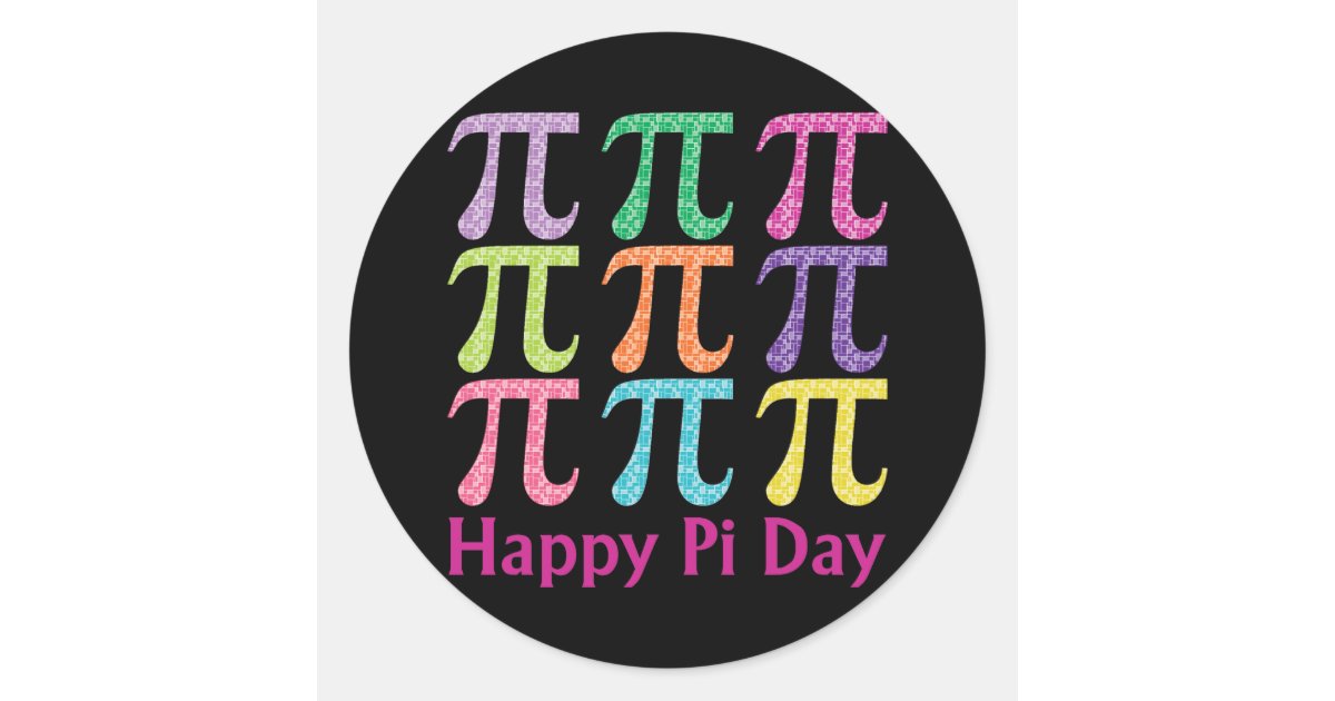 Happy Pi Day Colorful Tiles.png Classic Round Sticker | Zazzle
