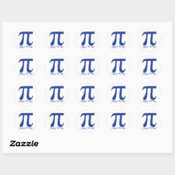 Happy Pi Day Dark Blue Swirls Classic Round Sticker | Zazzle
