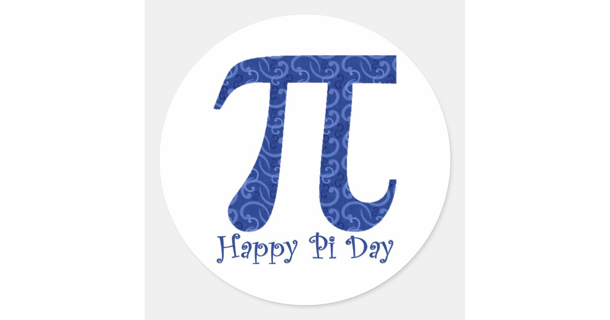 Happy Pi Day Dark Blue Swirls Classic Round Sticker | Zazzle