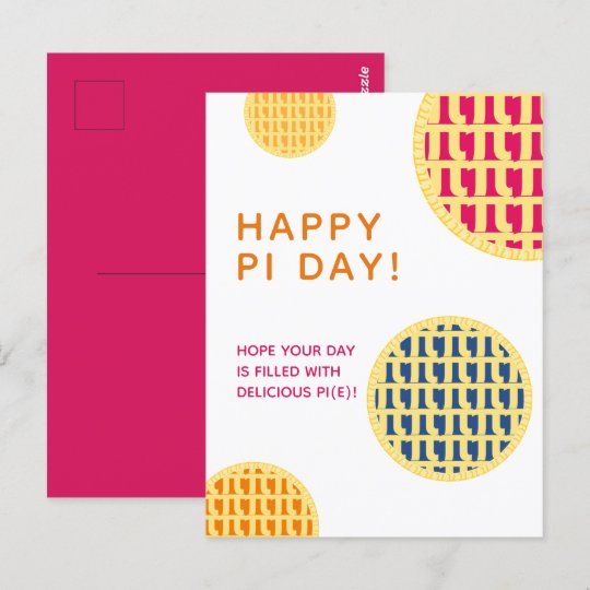 "Happy Pi Day!" Delicious Pi(e) | Pink Pi Day Post Postcard | Zazzle.com