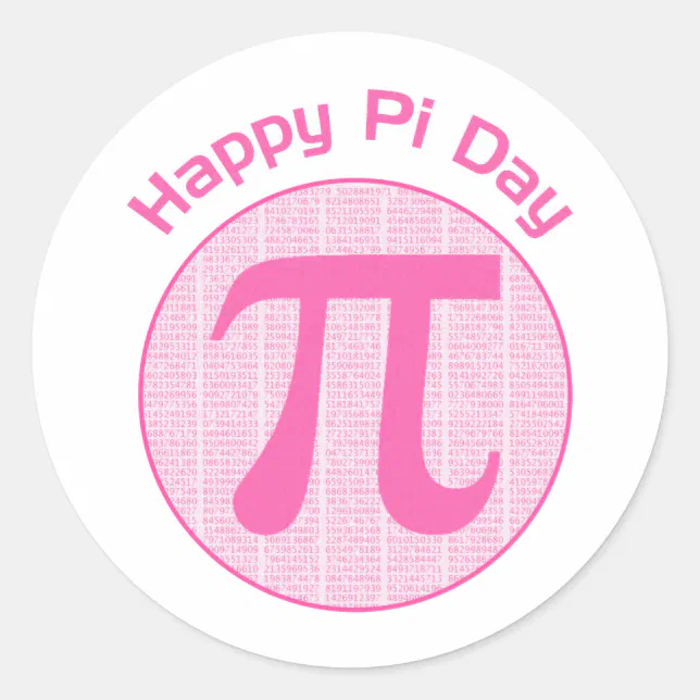 Happy Pi Day Numbers Pink Classic Round Sticker | Zazzle