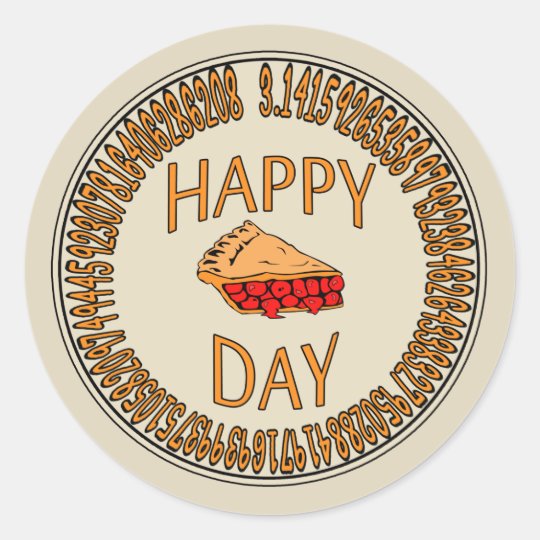 Happy PI Day with Slice of Pi Classic Round Sticker | Zazzle.com