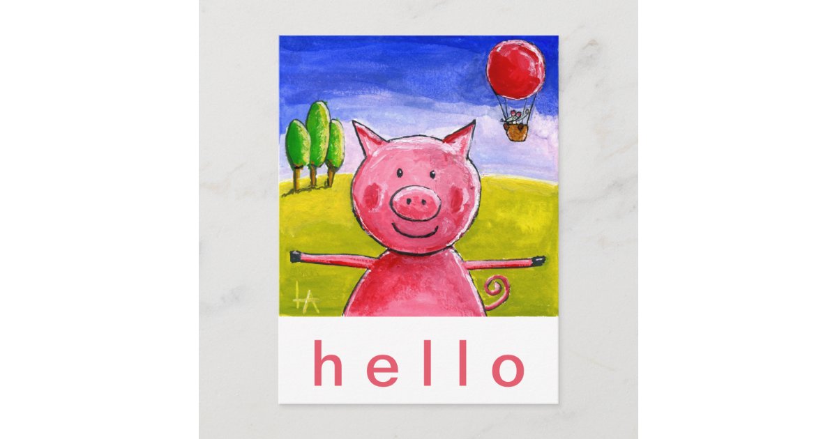 Happy Pig Postcard | Zazzle