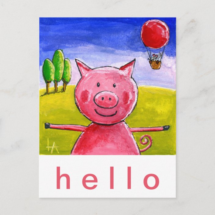 Happy Pig Postcard | Zazzle.com