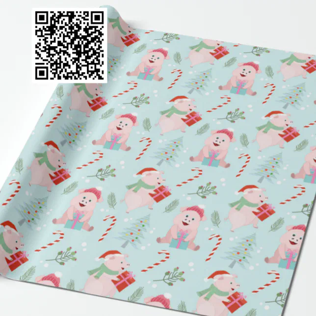 Happy Pigs Christmas Pattern Wrapping Paper | Zazzle