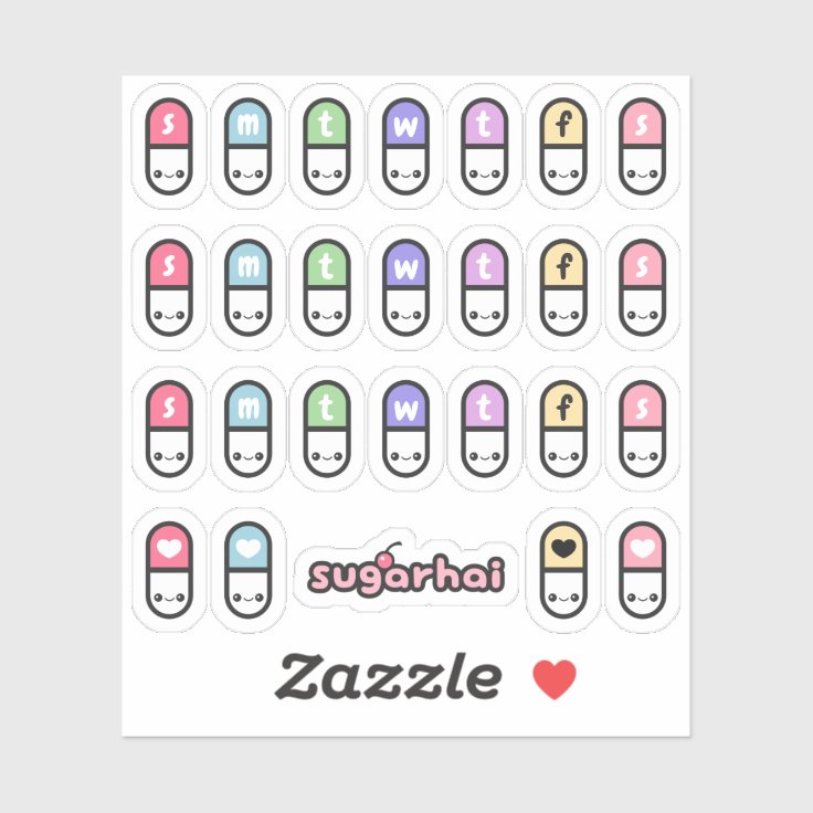 Happy Pills Medication Planner Sticker | Zazzle