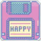 Happy Pink Blue Pixel Art 90s Floppy Disk Sticker | Zazzle