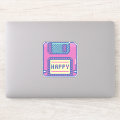 Happy Pink Blue Pixel Art 90s Floppy Disk Sticker | Zazzle