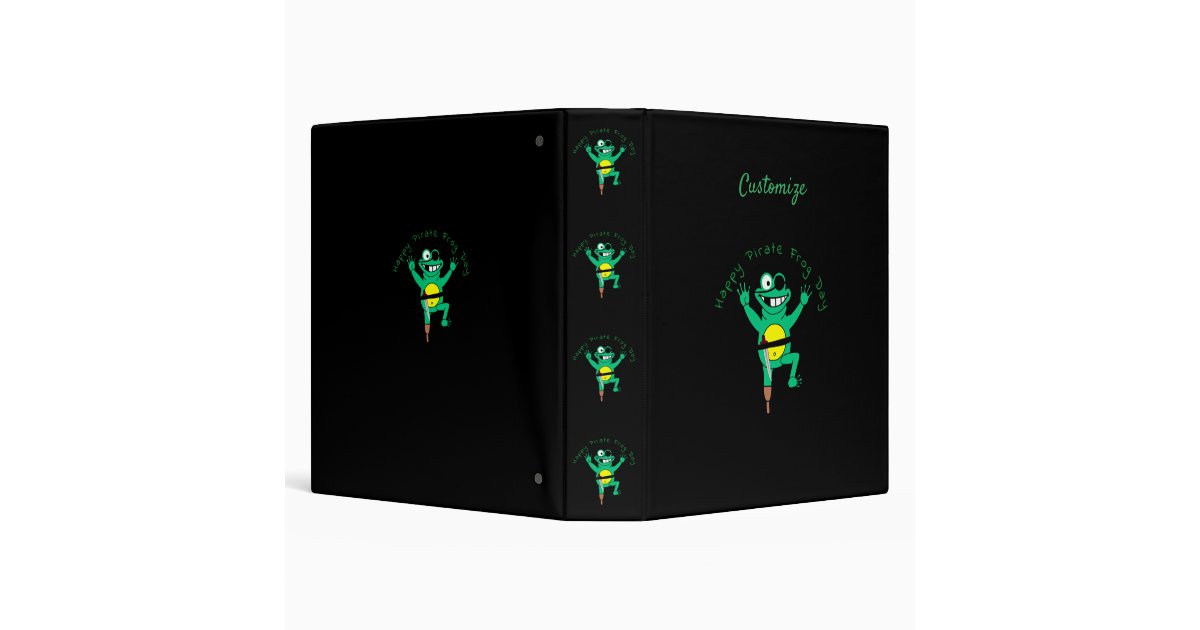 Happy Pirate Frog Day Thunder_Cove 3 Ring Binder | Zazzle