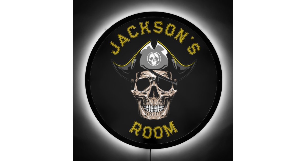 Happy Pirate Skull LED Sign | Zazzle