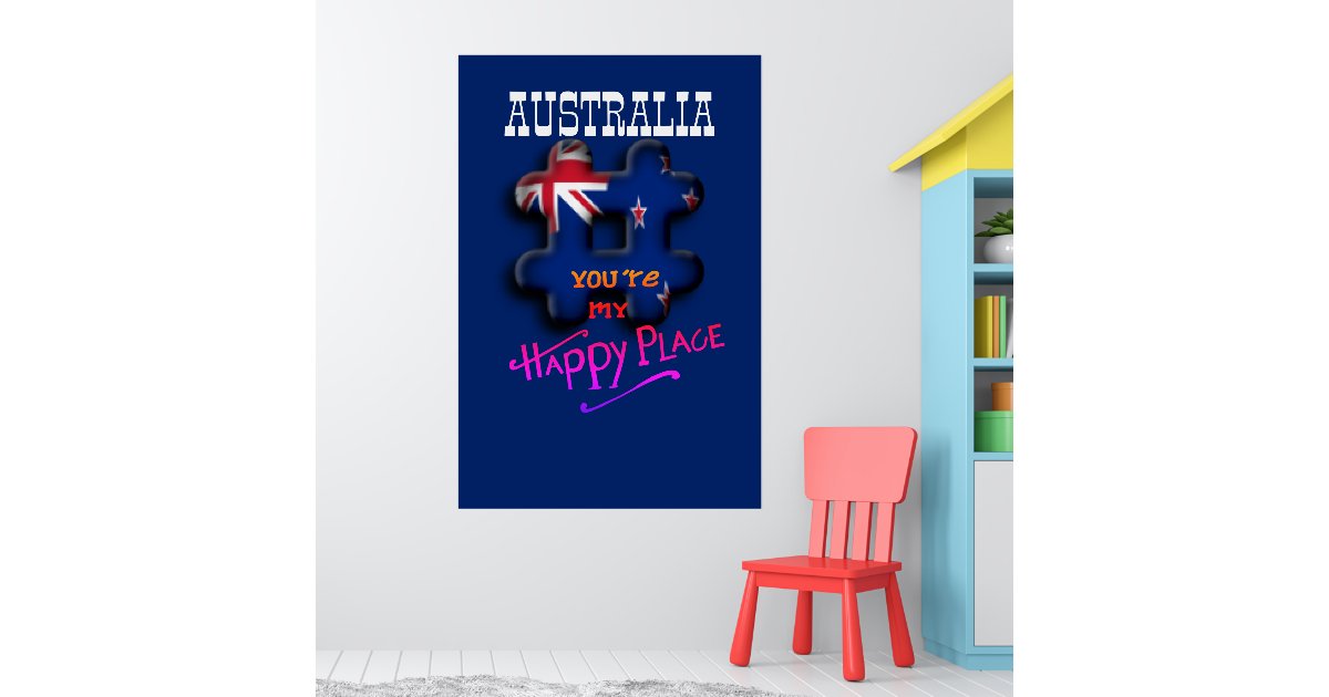 Happy Place Australian 3D Hashtag Flag Colors Poster | Zazzle