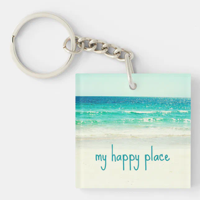 Happy Place Beach Key Chain | Zazzle