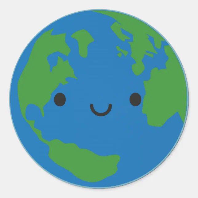 Happy Planet Earth Classic Round Sticker | Zazzle