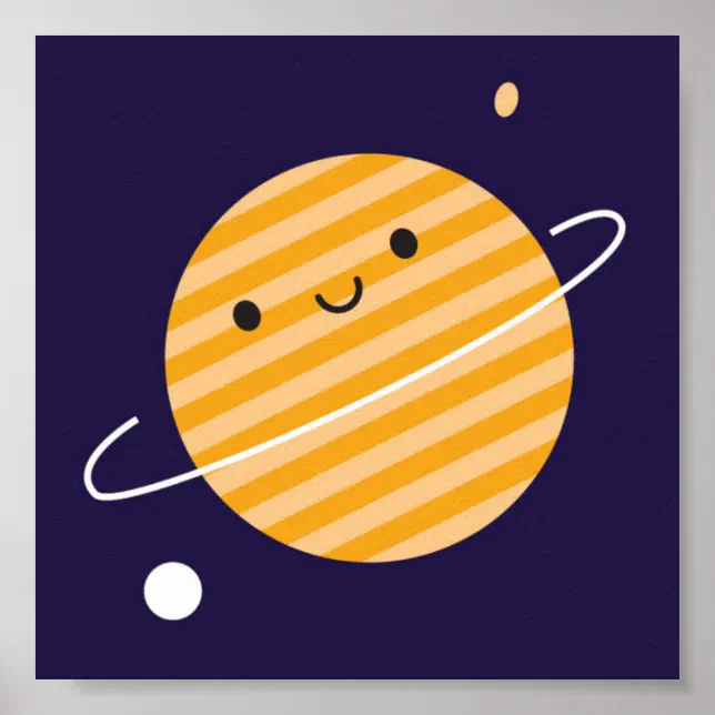 Happy Planet in Space Poster | Zazzle