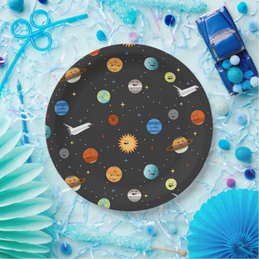 Happy Planets in Outer Space Paper Plates | Zazzle