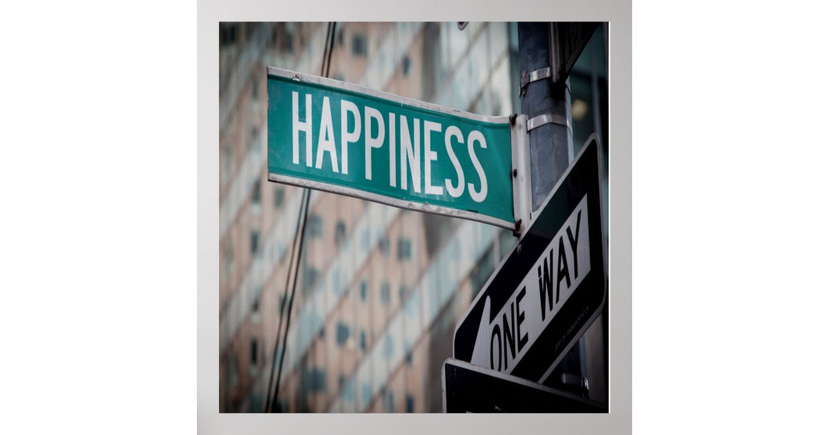Happy Positive Motivation Words Street Sign Poster | Zazzle