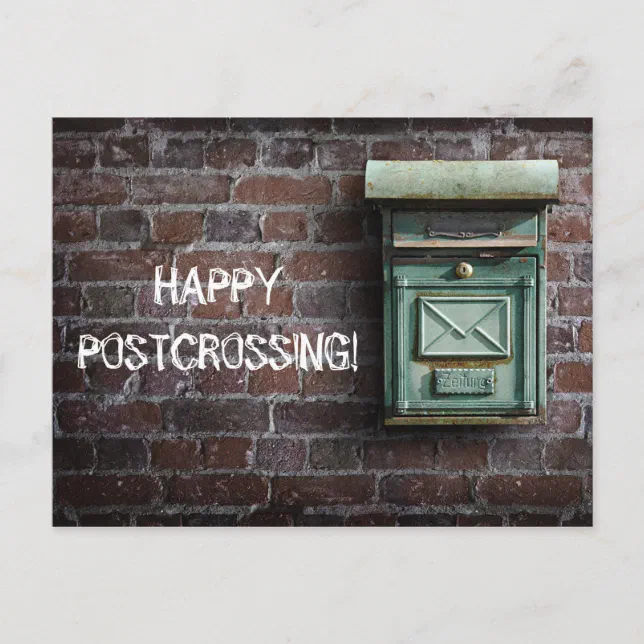 Happy postcrossing boîte à lettre verte postcard | Zazzle