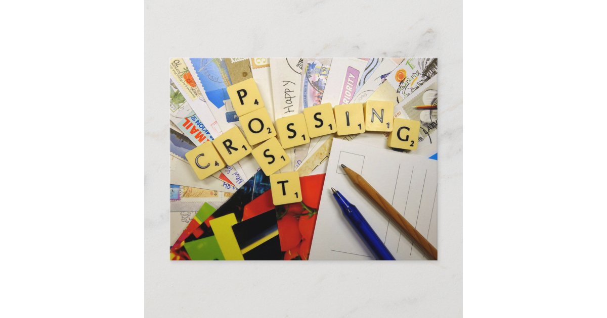 Happy Postcrossing crossword postcard | Zazzle