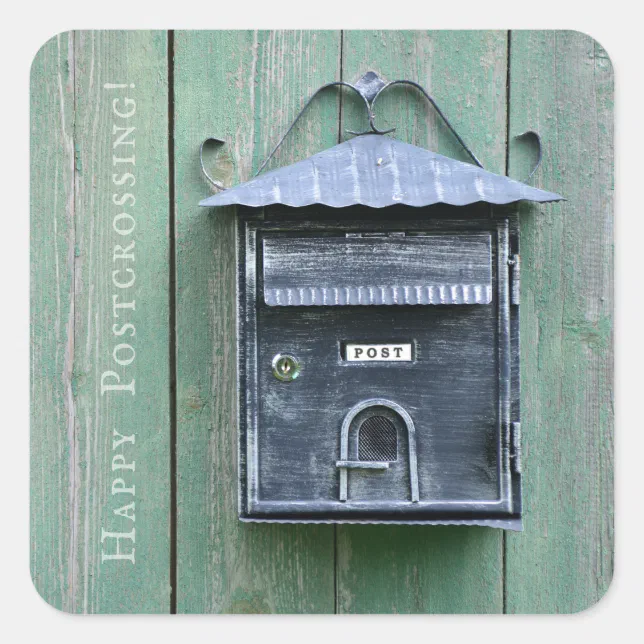 Happy Postcrossing! Mailbox. Square Sticker | Zazzle