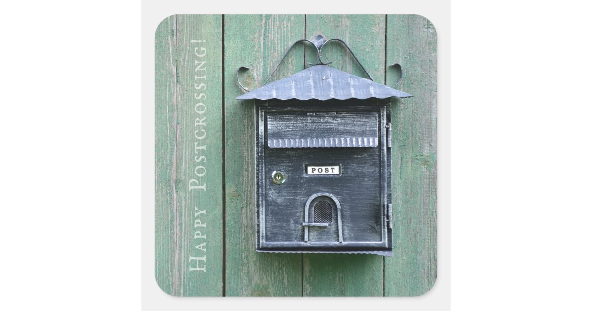 Happy Postcrossing! Mailbox. Square Sticker | Zazzle
