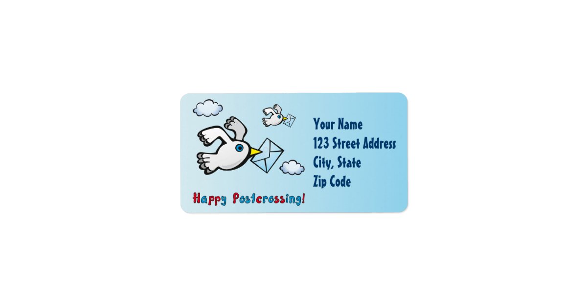 Happy Postcrossing! - Pigeon post. Label | Zazzle