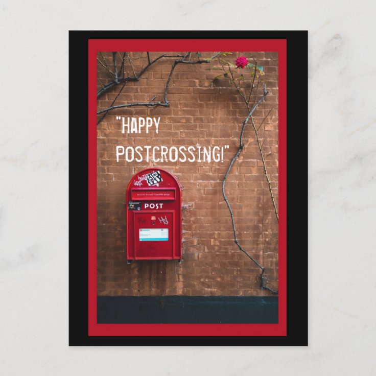 Happy Postcrossing Red Mailbox Postcard | Zazzle
