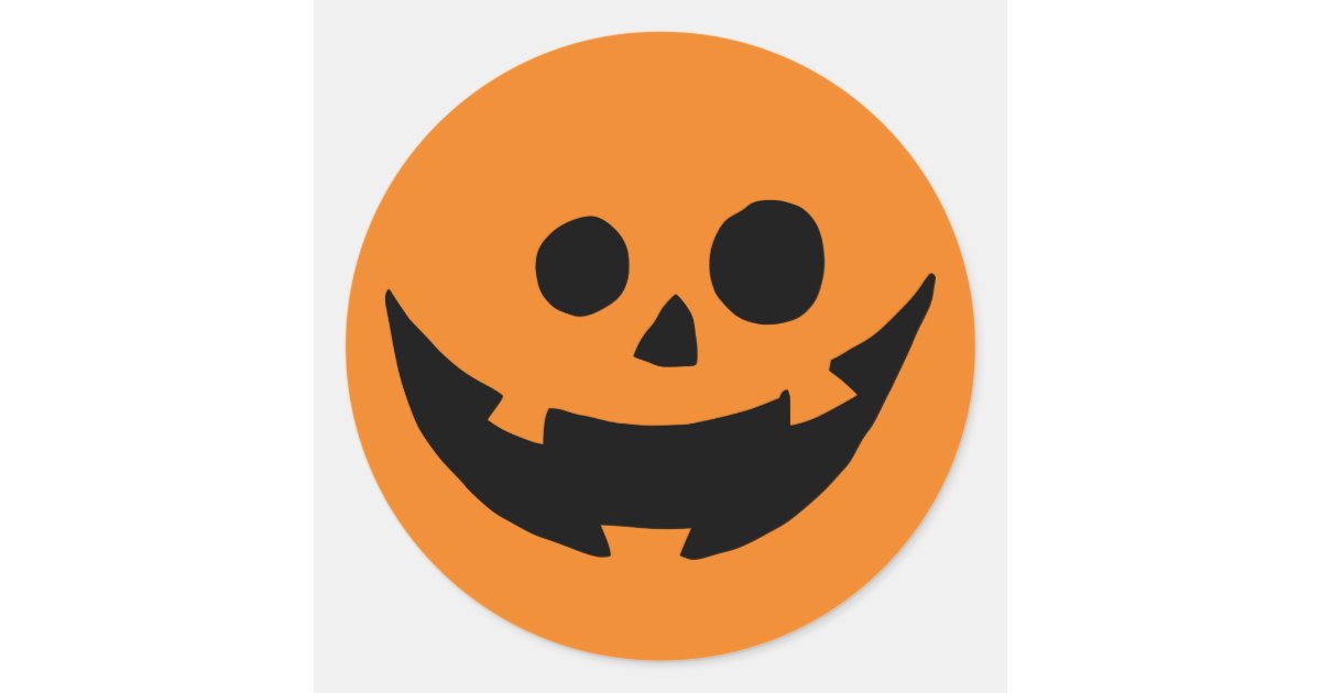 Happy Pumpkin Face Classic Round Sticker | Zazzle