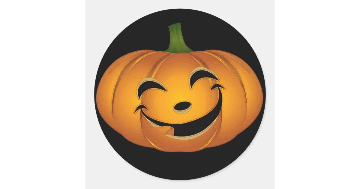 Happy Pumpkin Face for Halloween Fun Classic Round Sticker | Zazzle