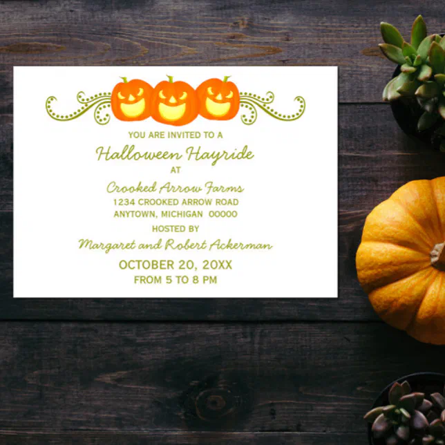 Happy Pumpkin Swirls Halloween Party Invitation | Zazzle
