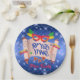 Happy Purim Blue Megillah Grogger Hamantaschen Paper Plates | Zazzle