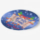 Happy Purim Blue Megillah Grogger Hamantaschen Paper Plates | Zazzle