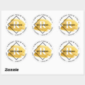 Happy Purim Kosher Info Monogram Gold Swash LARGE Classic Round Sticker ...