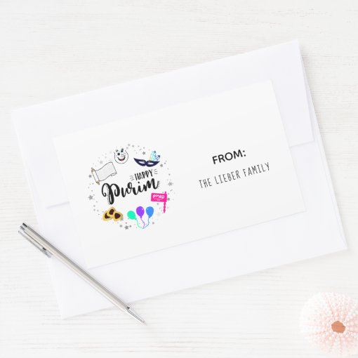 Happy Purim Rectangular Sticker | Zazzle