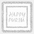 Happy Purim Silver Glitter Mishloach Manot Square Sticker | Zazzle