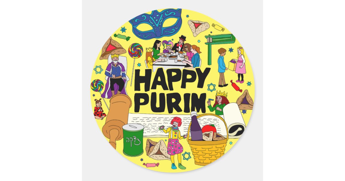 Happy Purim Stickers | Zazzle