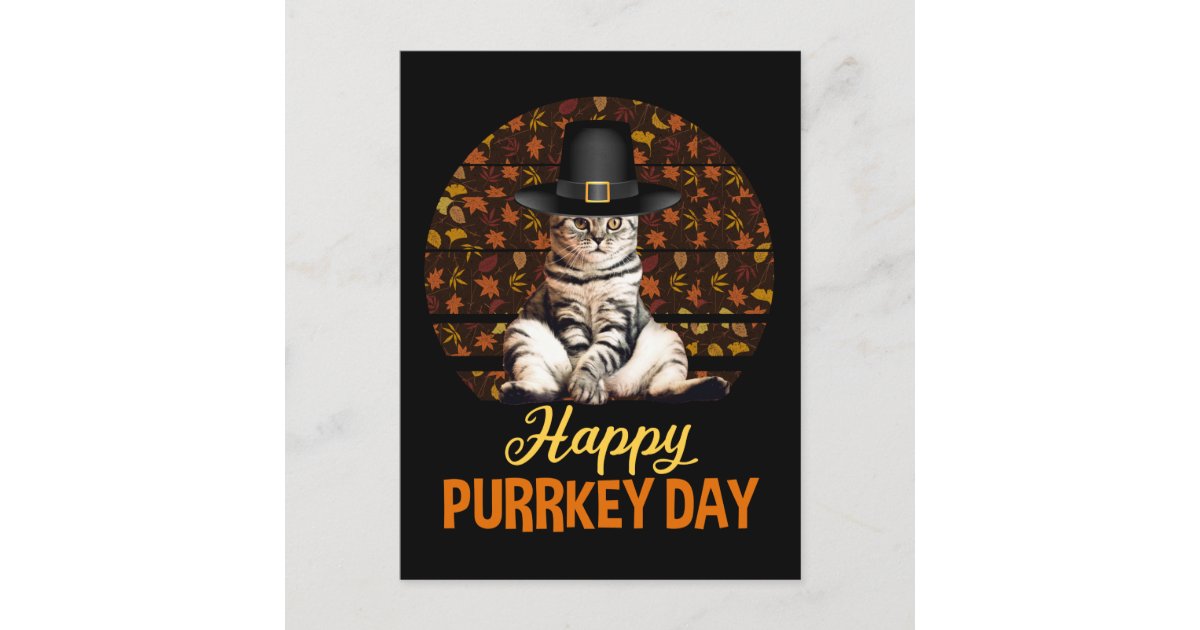 Happy Purrkey Day Postcard | Zazzle
