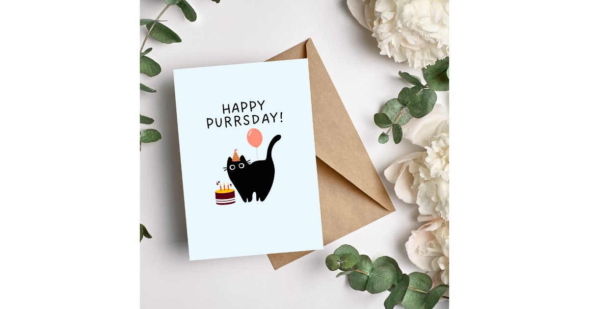 Happy Purrsday Cat Birthday Card | Zazzle