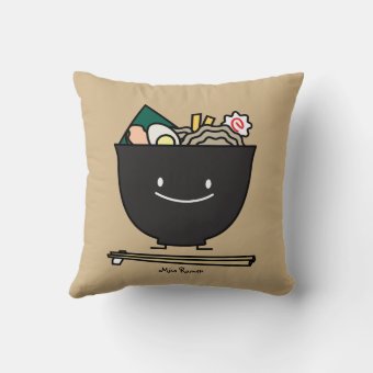 Happy Ramen Bowl Throw Pillow | Zazzle