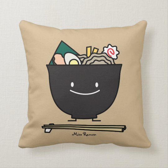 Happy Ramen Bowl Throw Pillow | Zazzle.com