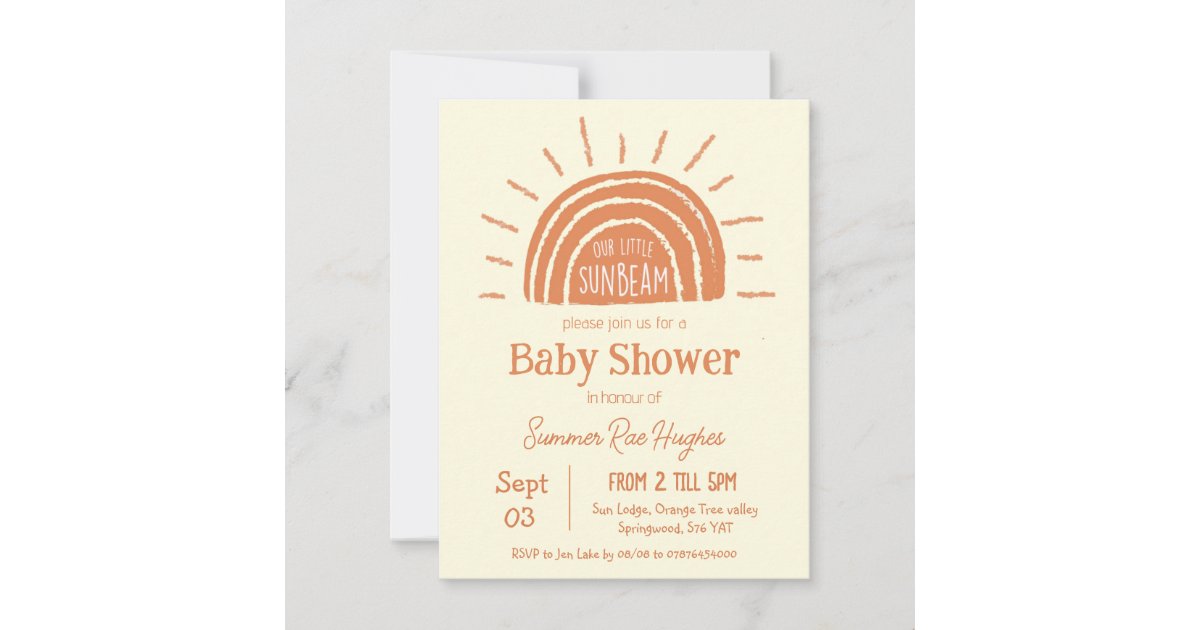 Happy ray of sunshine boho baby shower invitation | Zazzle