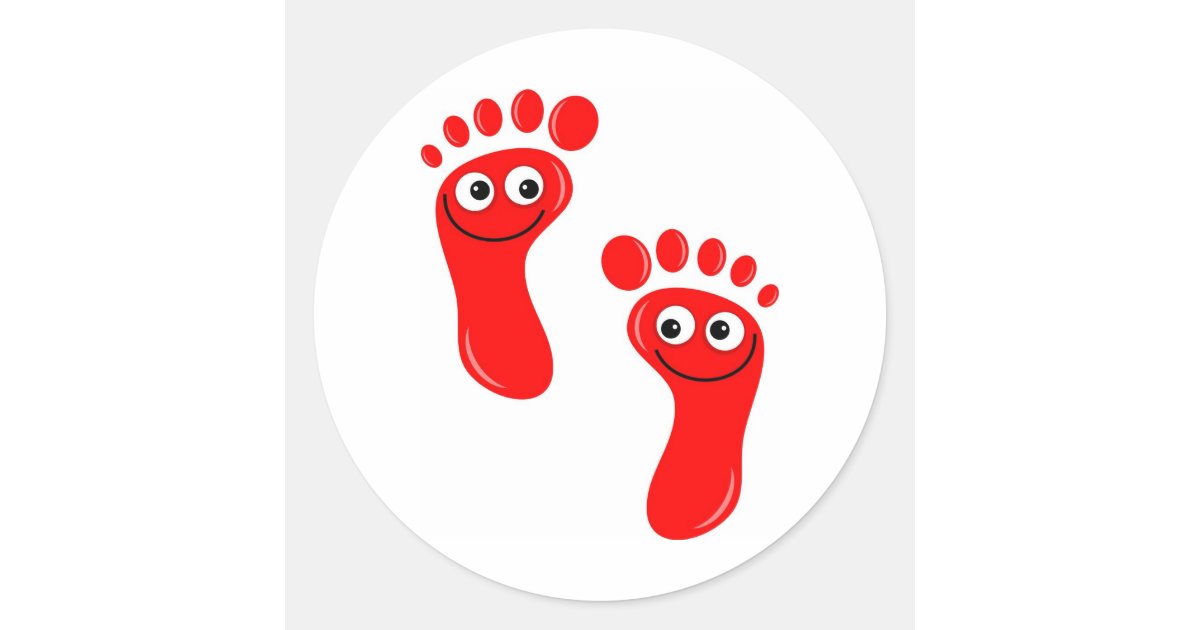 Happy Red Feet Classic Round Sticker | Zazzle