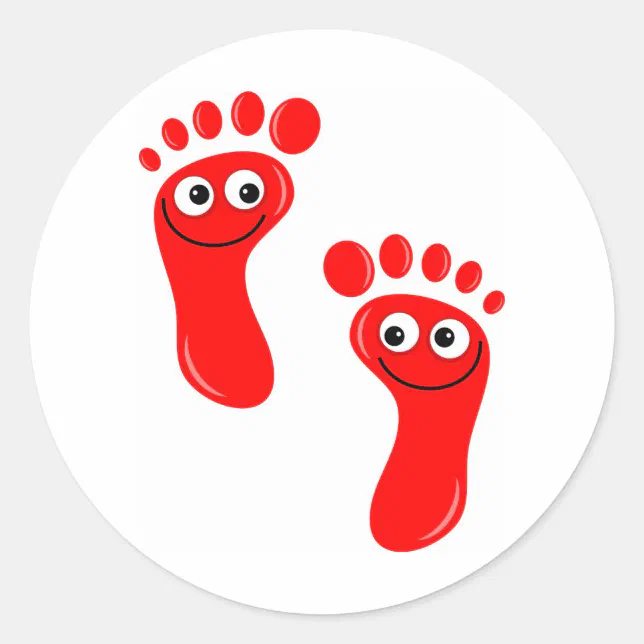 Happy Red Feet Classic Round Sticker | Zazzle
