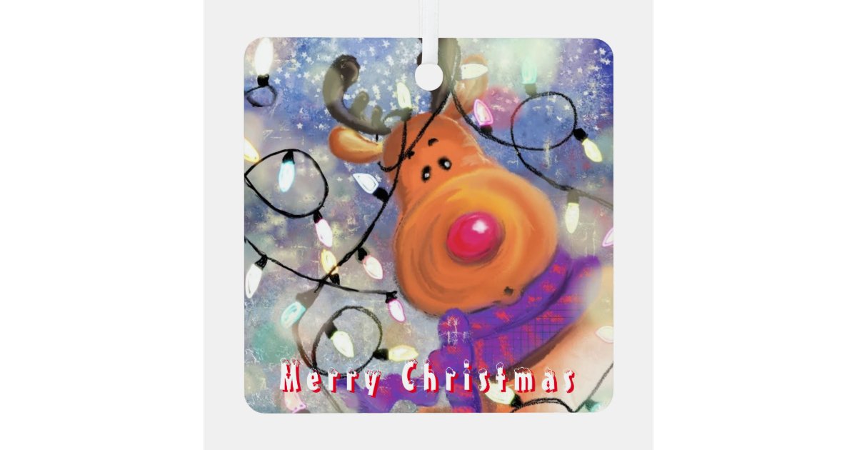Happy Reindeer Christmas Ornament | Zazzle