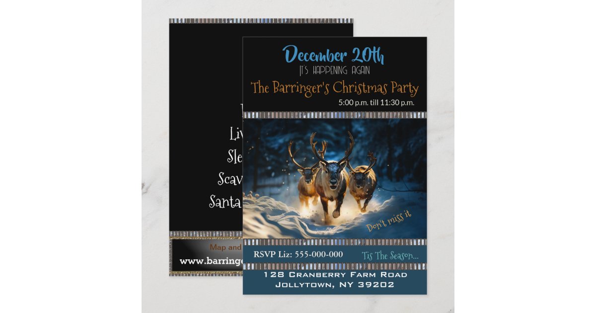 Happy Reindeer Holiday Party Invitation | Zazzle
