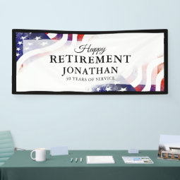 Happy Retirement Amercian Flag Banner | Zazzle