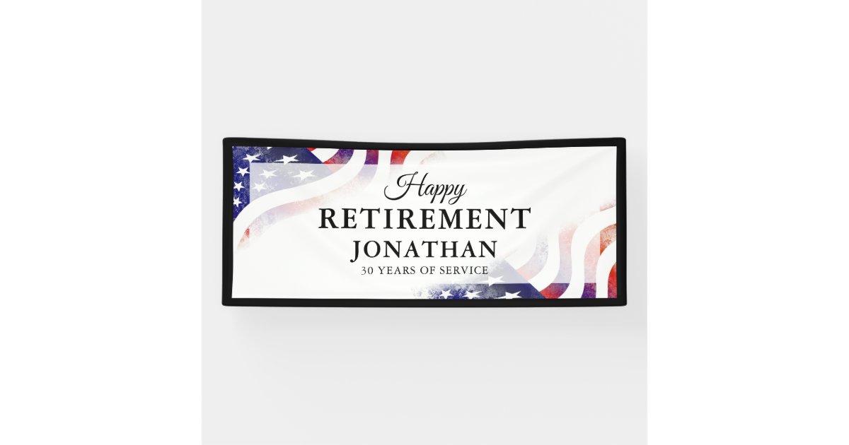 Happy Retirement Amercian Flag Banner | Zazzle