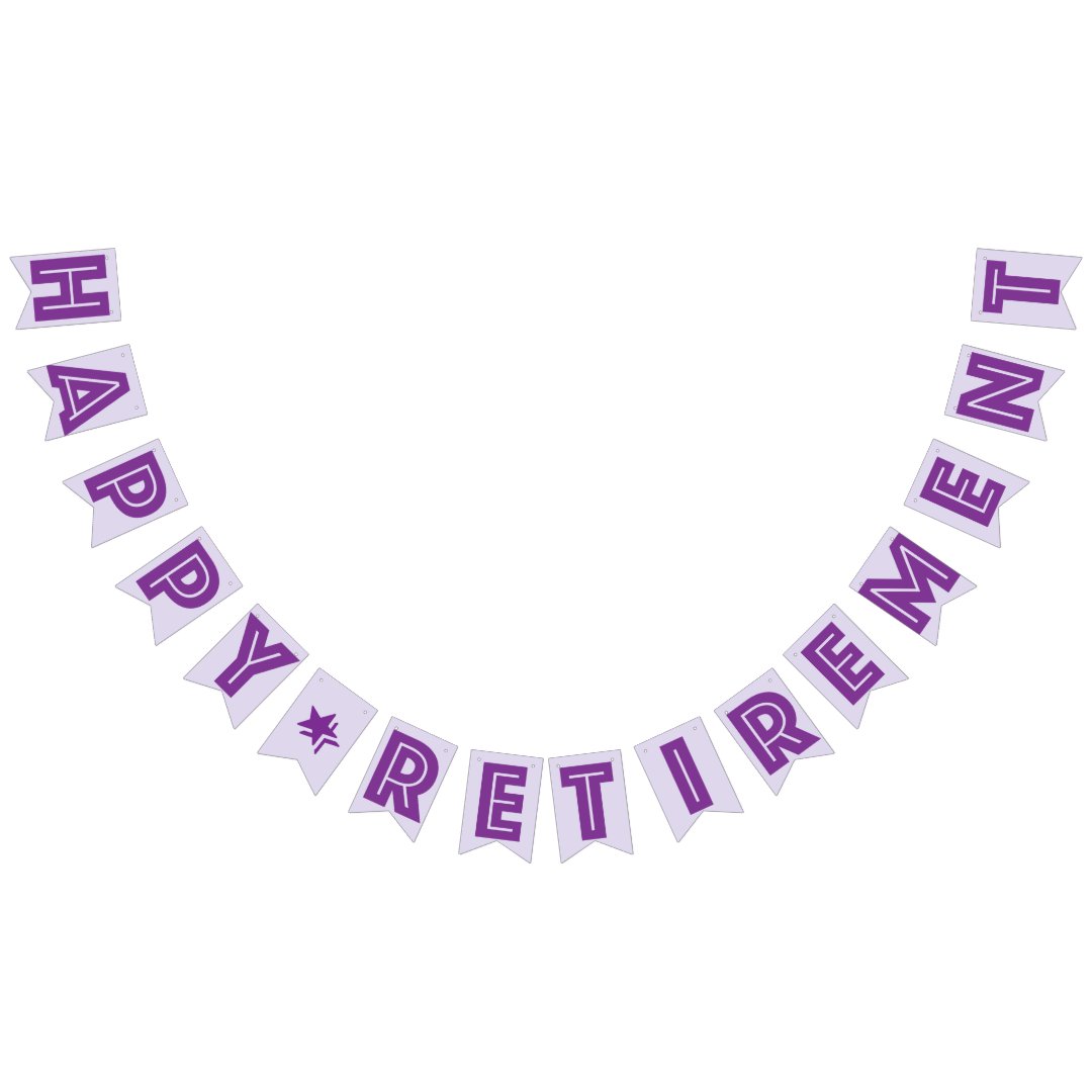 HAPPY RETIREMENT BANNER, Purple Color Bunting Flags | Zazzle