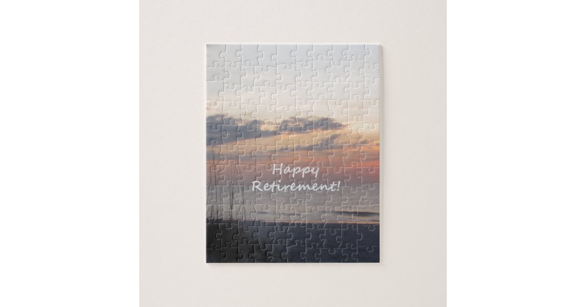 Happy Retirement Beach sunset Jigsaw Puzzle | Zazzle